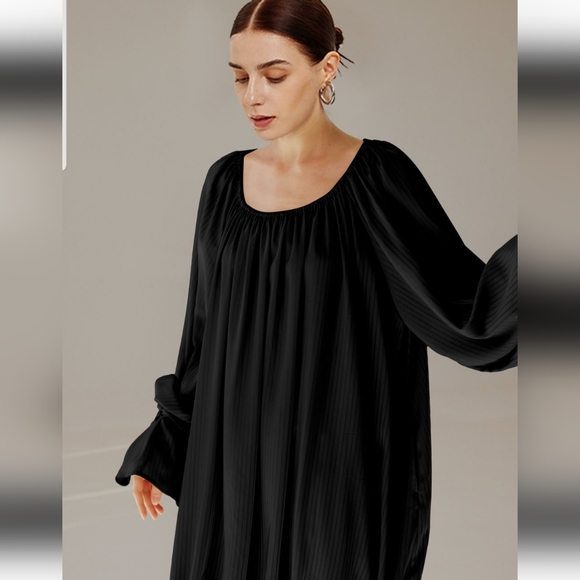 Lattelier | Dresses | New Maxi Gathering Dress Black Lattelier | Poshmark